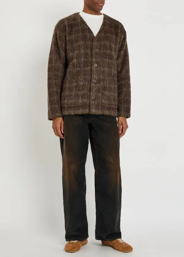 Our Legacy Checked Brushed Wool-blend Cardigan