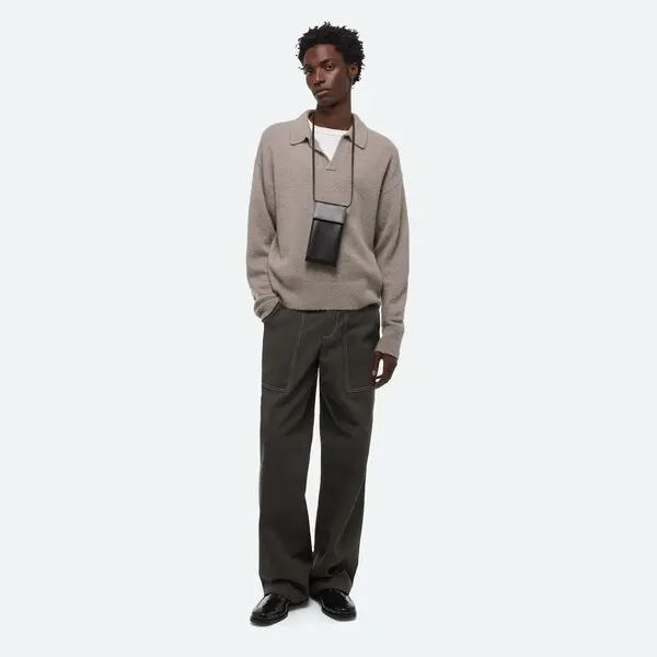 Helmut Lang Brushed Polo Sweater - Fog