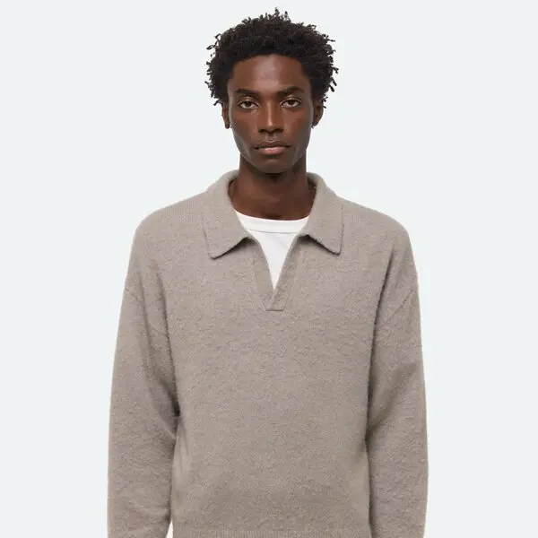 Helmut Lang Brushed Polo Sweater - Fog