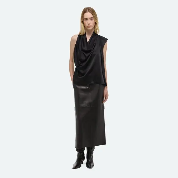 Helmut Lang Draped Cowl Top - Black