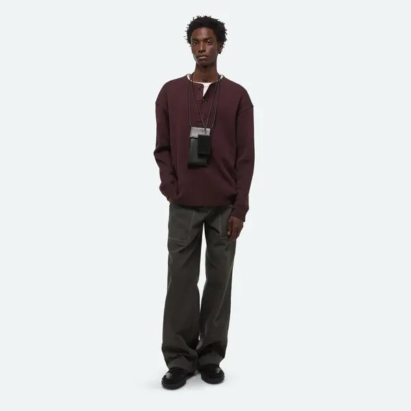 Helmut Lang Waffle Henley - Mahogany