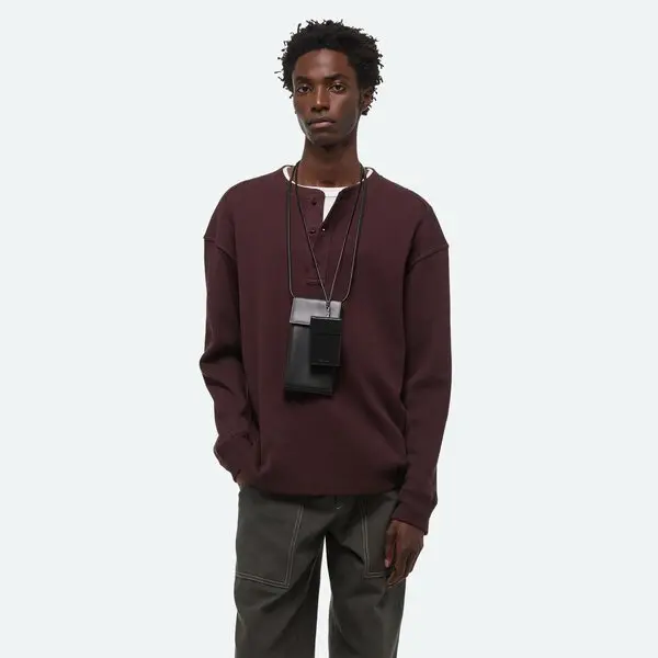 Helmut Lang Waffle Henley - Mahogany