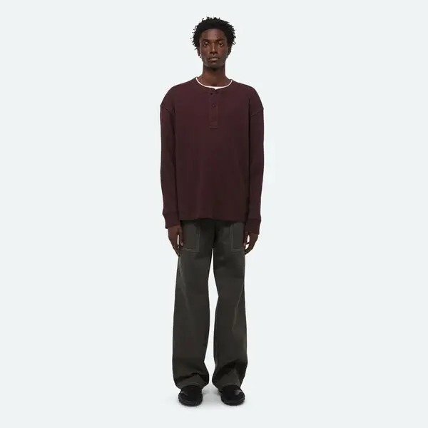 Helmut Lang Waffle Henley - Mahogany