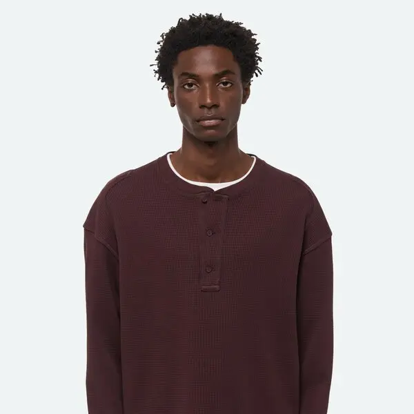 Helmut Lang Waffle Henley - Mahogany