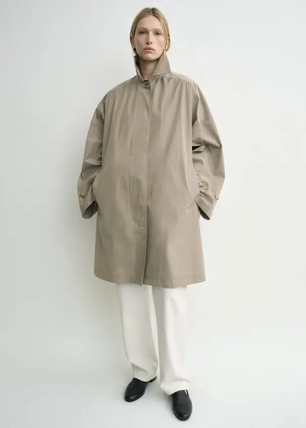 TOTEME Nylon Car Coat With Detachable Lining - Taupe | Editorialist