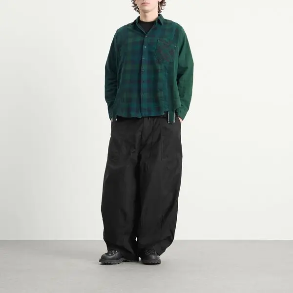 Needles 7 Cuts Over Dyed Flannel Shirt - Dark Green