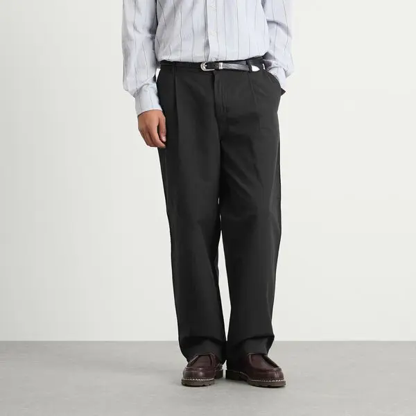 Folk Wide Fit Trousers - Soft Black Topstitch