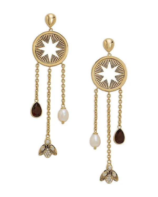 Ramy Brook Amandine Stone, Pave & Freshwater Pearl Drop Earrings - Gold