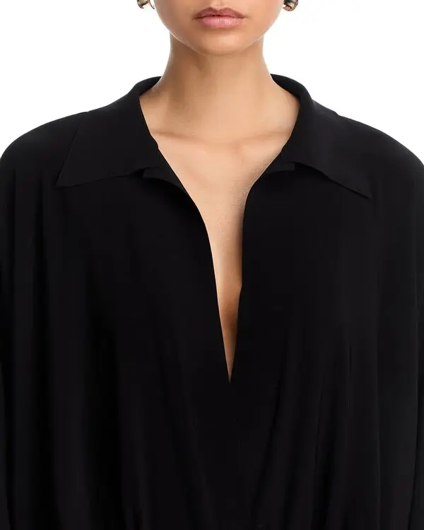 Norma Kamali Boyfriend Shirt Bodysuit - Black