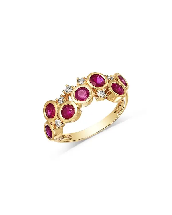 Bloomingdale'S Ruby And Diamond Bezel Ring - Gold