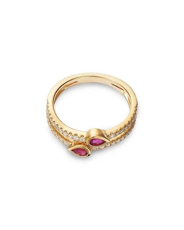 Bloomingdale'S 14k Yellow Double Row Ruby And Diamond Ring