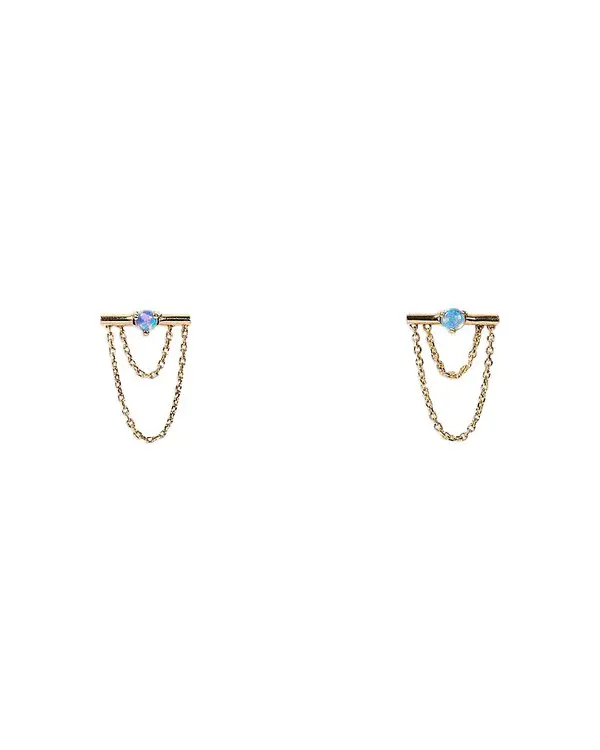 WWAKE 14k Opal Chain Drop Earrings - Gold
