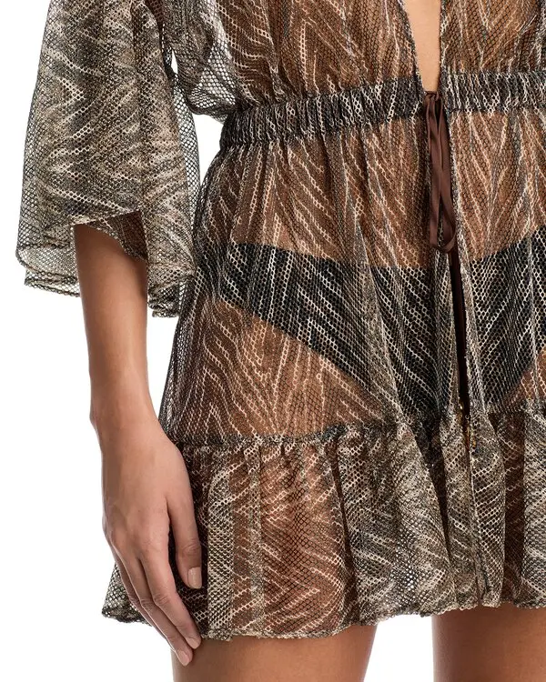 brown dress off the shoulder Josie Off Shoulder Mesh Maxi Dress - Dark Brown main image 0