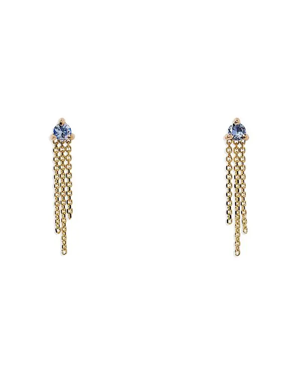 WWAKE 14k Yellow Blue Sapphire Drop Earrings - Gold