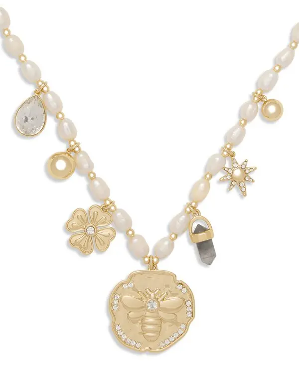 Ramy Brook Freshwater Pearl And Stone Dangle Charm Necklace