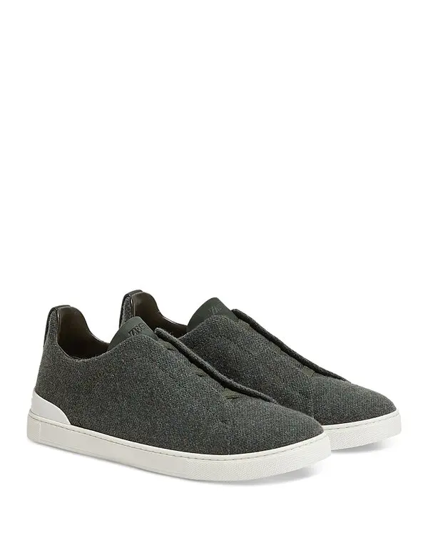 Zegna Triple Stitch Oasi Cashmere Sneakers - Dark Green