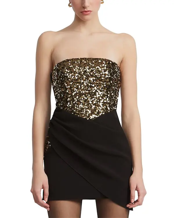 Bcbgmaxazria Strapless Sequined Mini Dress