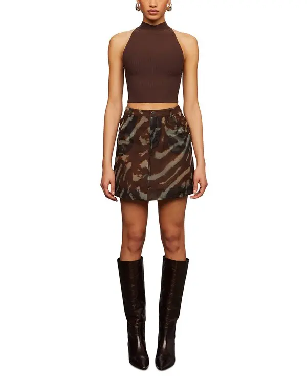 AMUR Kathy Silk Mini Skirt