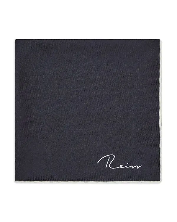 REISS Ceremony Plain Silk Pocket Square - Navy