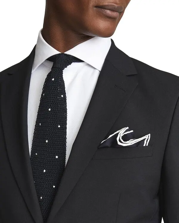 REISS Ceremony Plain Silk Pocket Square - Navy