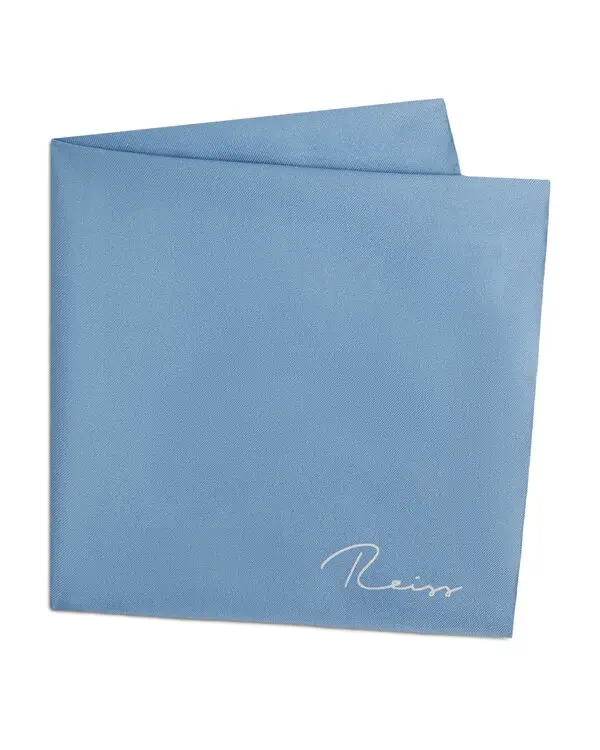 REISS Ceremony Plain Silk Pocket Square - Soft Blue