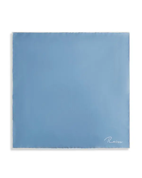 REISS Ceremony Plain Silk Pocket Square - Soft Blue