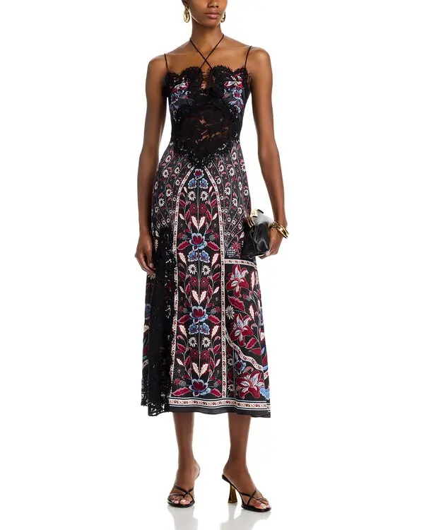 Farm Rio Marcelle Sleeveless Lace Trim Dress