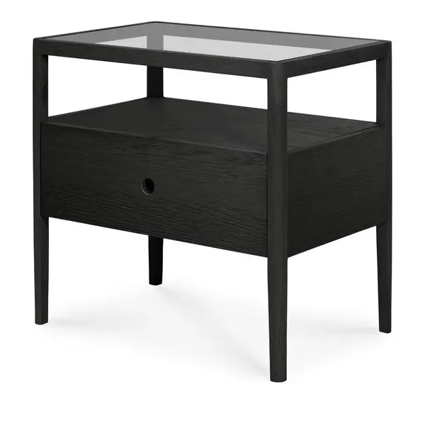 ETHNICRAFT Spindle Bedside Table - Oak Black