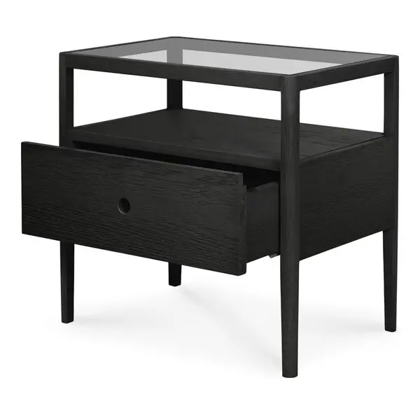ETHNICRAFT Spindle Bedside Table - Oak Black