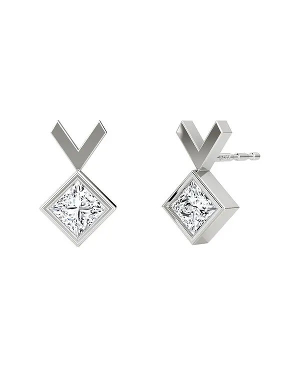 VRAI Arrow Stud Earrings In 14k Gold With Princess Lab Grown Diamond - K White Gold