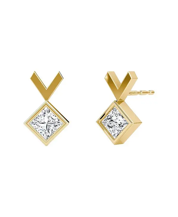 VRAI Arrow Stud Earrings In 14k Gold With Princess Lab Grown Diamond - K Yellow Gold
