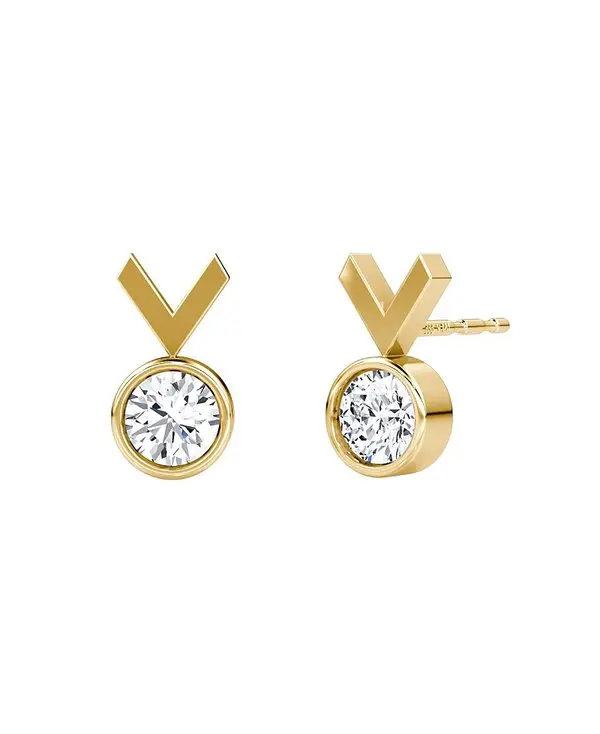 VRAI Arrow Stud Earrings With 0.50ctw Round Brilliant Lab Grown Diamonds - K Yellow Gold