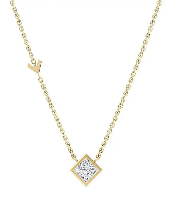 VRAI Arrow Station Necklace With 0.5ctw Princess Lab Grown Diamond - K Yellow Gold