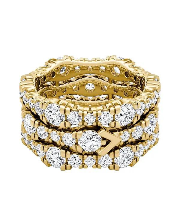 VRAI 14k Gold 4.56ctw Diamond 3-row Pavé Ring - K Yellow Gold