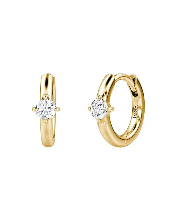 VRAI Solitaire Huggie Hoop Earring - K Yellow Gold