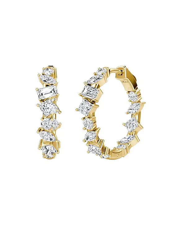 VRAI Mixed Cut Diamond Eternity Hoop Earrings - K Yellow Gold