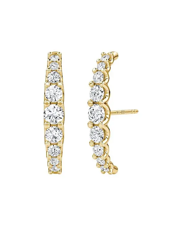 VRAI Eternity Cuff Stud Earrings With 1.04ctw Round Brilliant Lab Grown Diamonds - K Yellow Gold