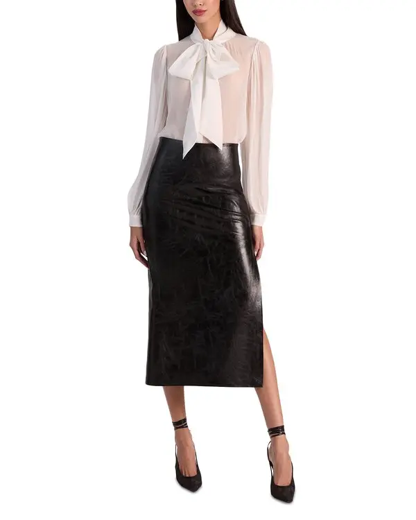 Alice + Olivia Faux Leather Slip Skirt