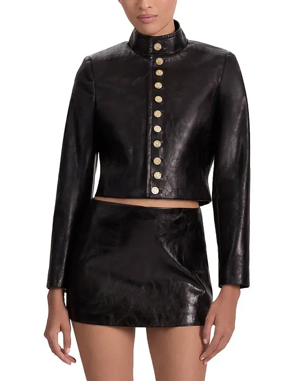 Alice + Olivia Emerson Faux Leather Jacket - Black