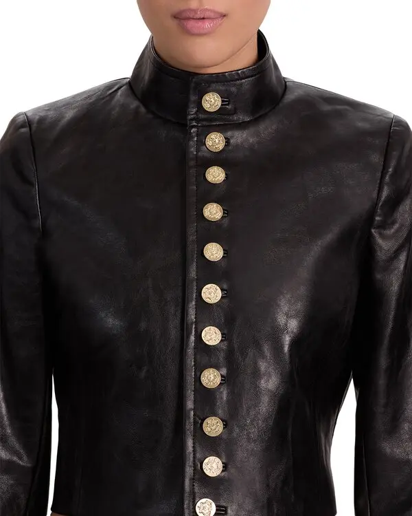 Alice + Olivia Emerson Faux Leather Jacket - Black