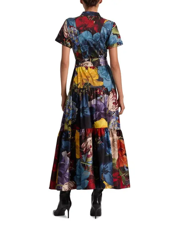Alice + Olivia Lucy Roll Sleeve Midi Dress