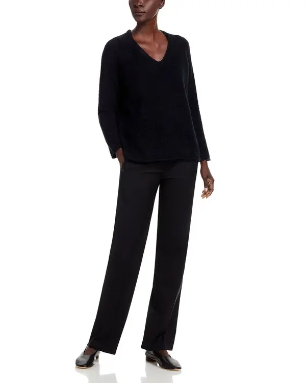 Eileen Fisher Bloomingdale's Fringed Cotton V-neck Sweater - Black