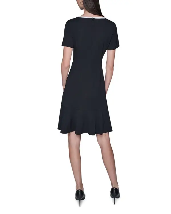Karl Lagerfeld Paris Scuba Crepe A-Line Dress In Black/ Soft White - 44%  Off | Editorialist