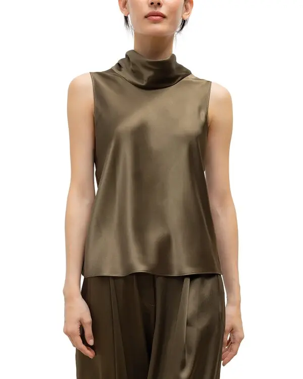 LESET Barb Sleeveless Cowl Neck Top - Olive