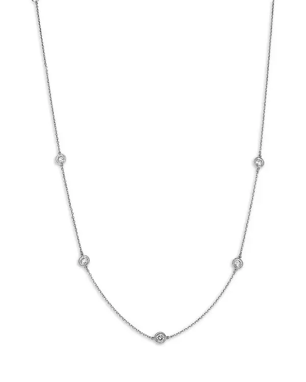 Bloomingdale'S Diamond Bezel Station Necklace - White Gold