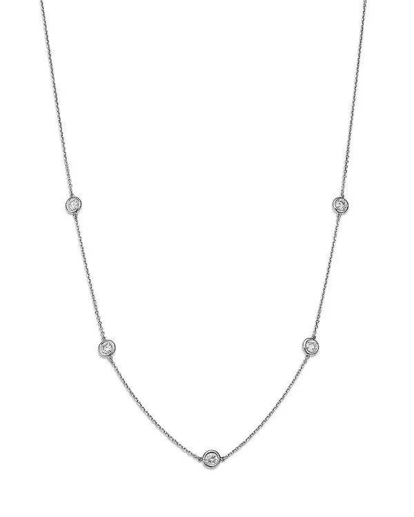 Bloomingdale'S Diamond Bezel Station Necklace 1.0 Tcw - White Gold