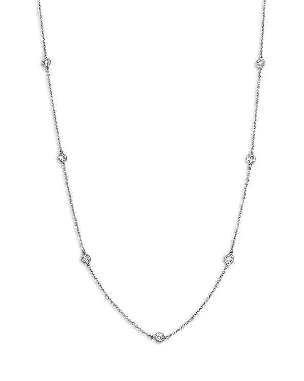 Bloomingdale'S Diamond Bezel Station Necklace - White Gold