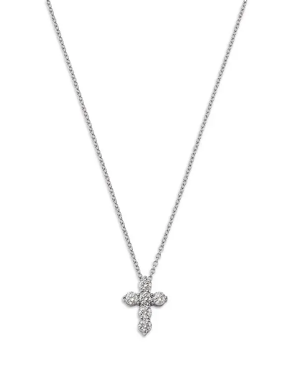 Bloomingdale'S Diamond Cross Pendant Necklace - White Gold