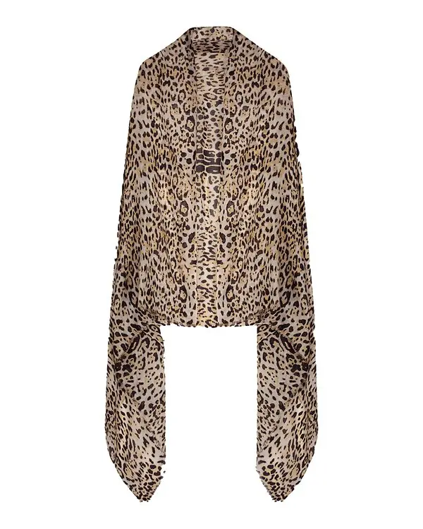 Sofia Cashmere Ultrafine Leopard Print Cashmere Wrap - White Leopard
