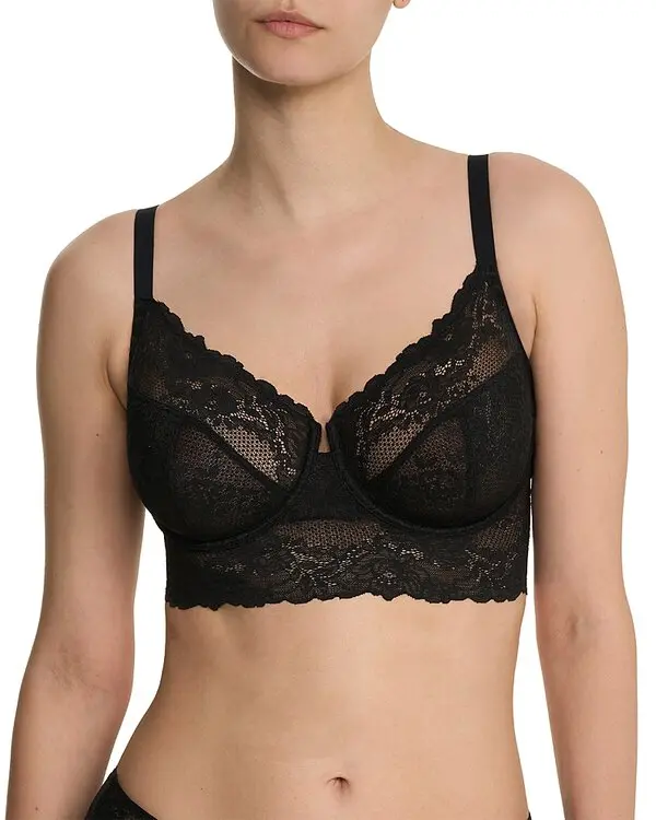 Natori Heavenly Full Coverage Longline Lace Underwire Bra - Black